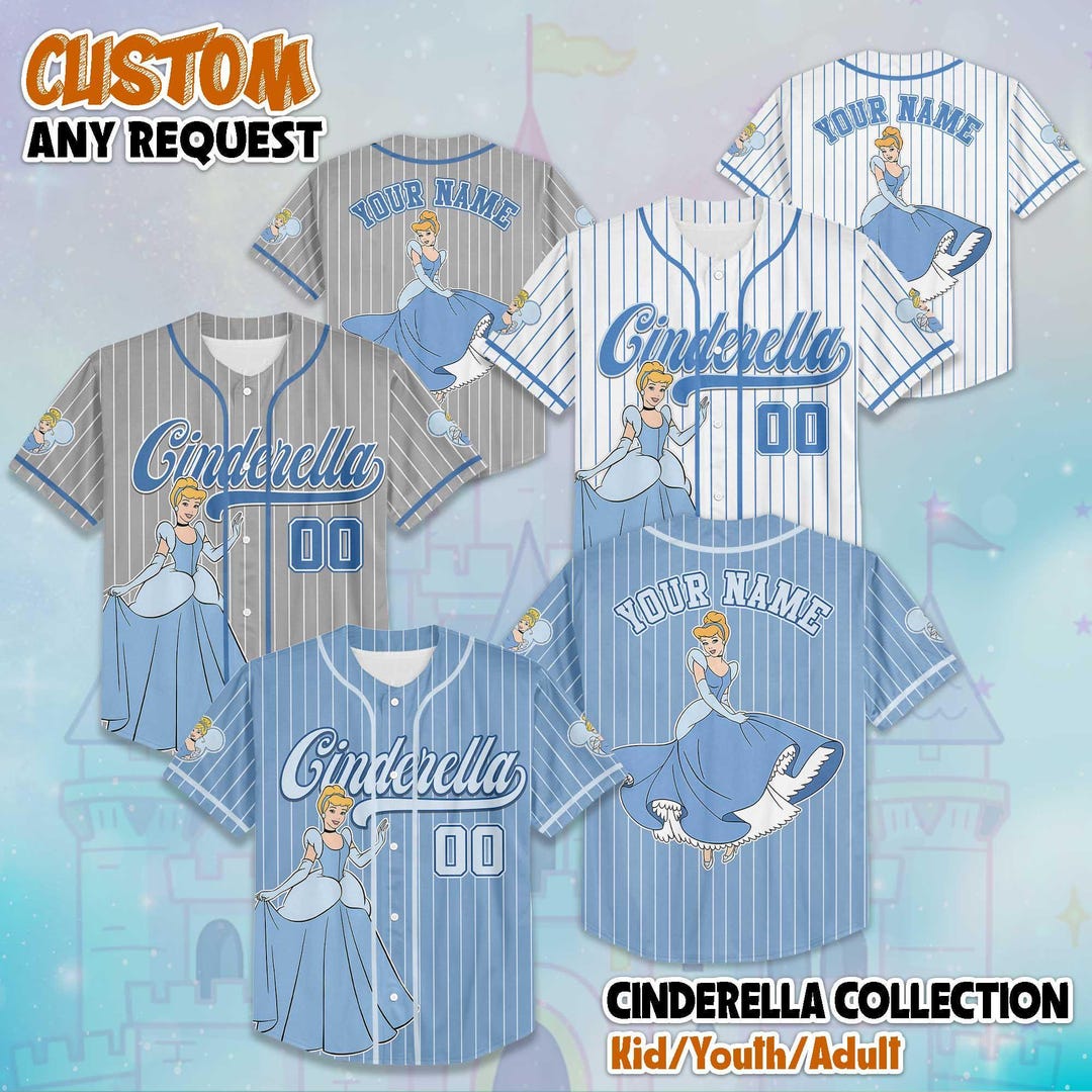 Custom Cinderella Collection Baseball Jersey, Disney Cinderella Jersey ...