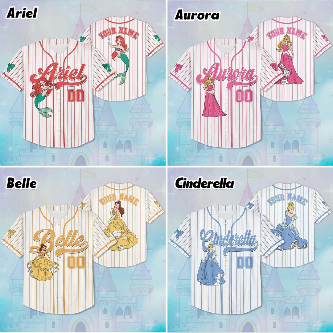 Custom Disney Princess Characters Baseball Jersey, Personalized Disney ...