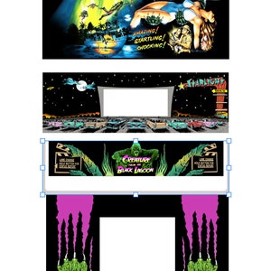 Arcade1up Arcade 1up Pinball Decal Wrap Sticker 8 Piece Set Creature ...