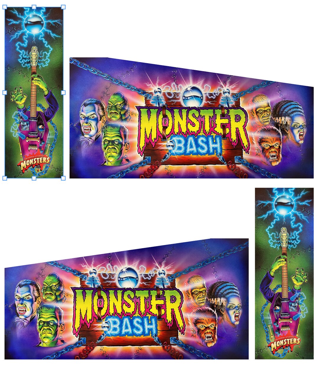 Arcade1up Arcade 1up Pinball Decal Wrap Sticker 8 Piece Set Monster ...