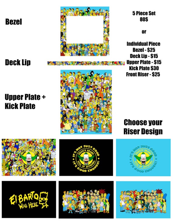 The Simpsons Arcade1up Arcade 1up 5 Piece Front Decal Sticker - Etsy