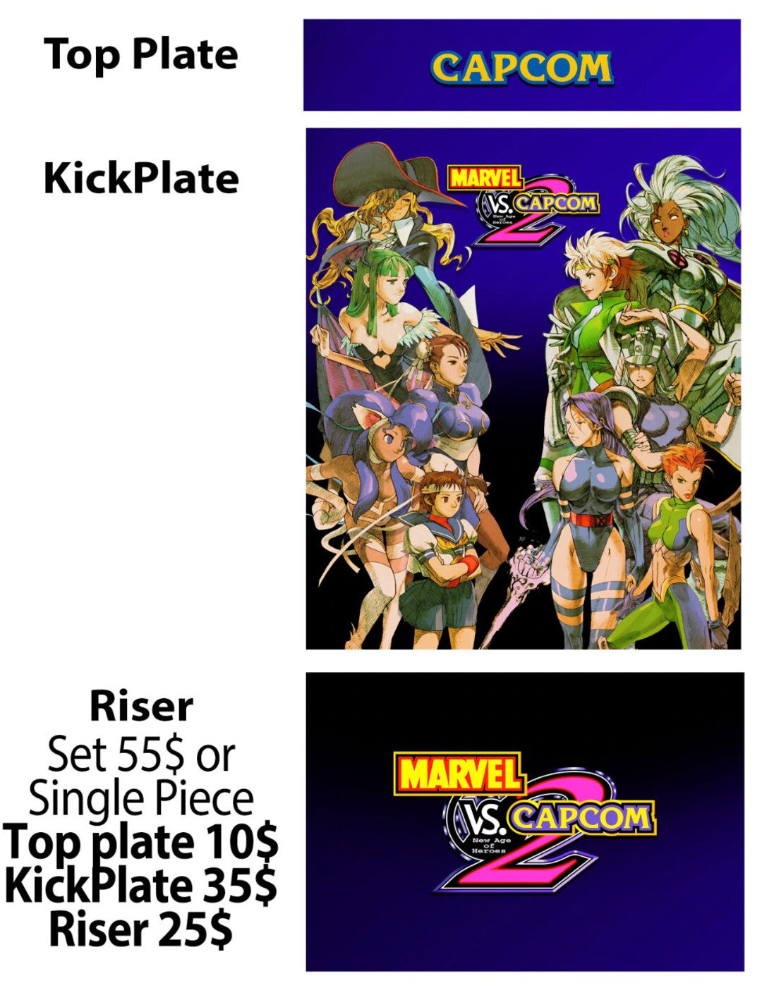MVC2 Mavel Vs Capcom 2 Front Plate 3 Peice Set or Single Decal for the ...