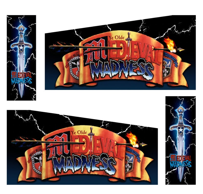 Arcade1up Arcade 1up Pinball Decal Wrap Sticker 8 Piece Set Medieval ...