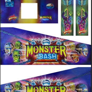 Arcade1up Arcade 1up Pinball Decal Wrap Sticker 8 Piece Set Monster ...