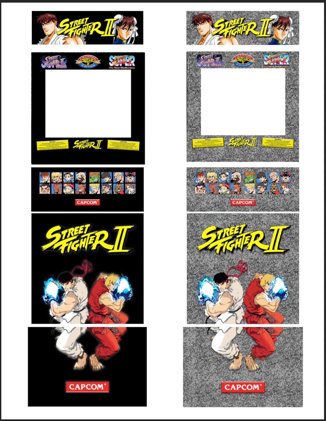 Arcade1up Arcade Street Fighter 2 Front Panel 3 or 5 Piece Set Sticker ...