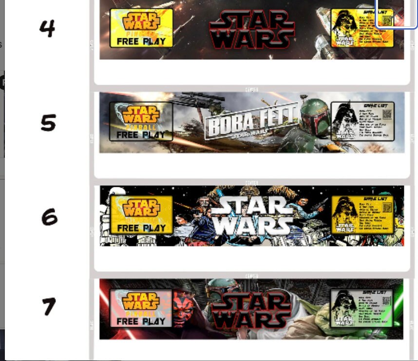 Arcade1up Pinball Graphic Decal Top Plate Apron Star Wars, Attack From ...