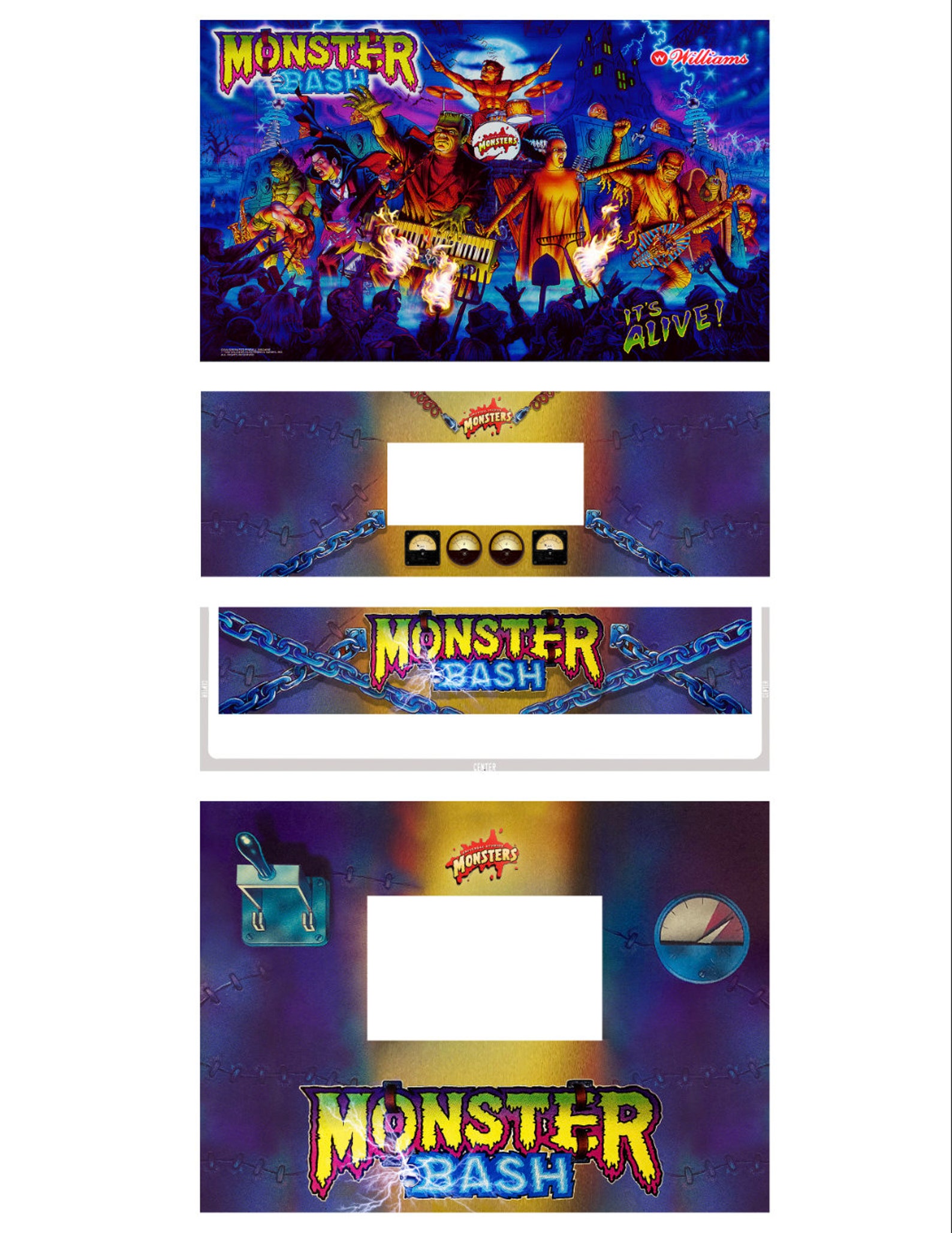 Arcade1up Arcade 1up Pinball Decal Wrap Sticker 8 Piece Set Monster ...