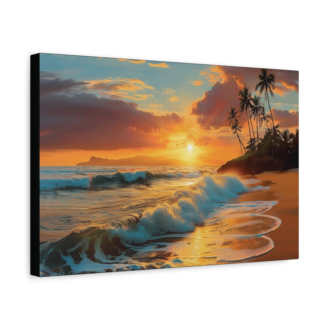 Sunset Beach: Tropical Paradise, Home Decor, Office Decor, Wall Art ...