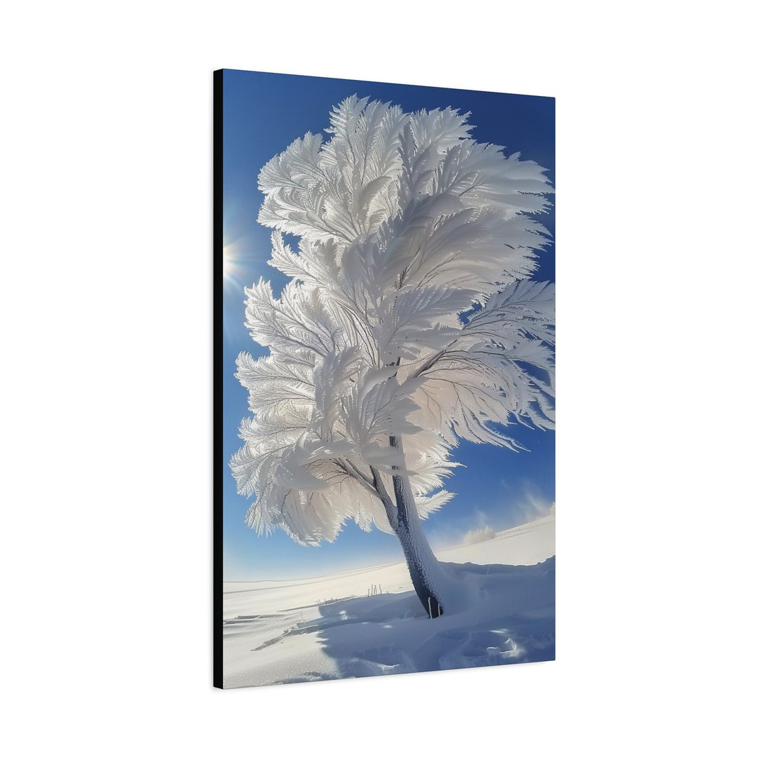 Frozen Landscape: Feather Tree in Snow, Home Decor, Art Print, Office ...