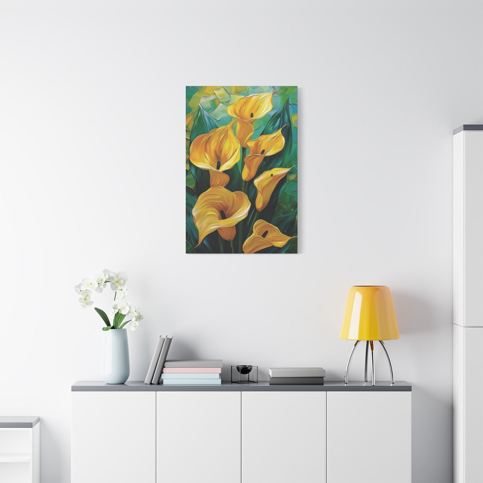 Calla Lily Painting: Bright Yellow Calla Lilies, Home Decor, Art Prints ...
