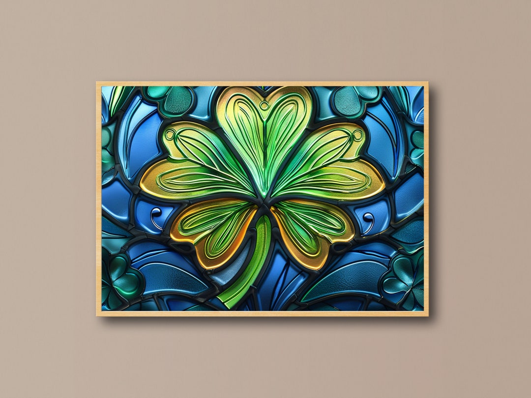 Printable Wall Art - Stained Glass Clover | Digital Wall Art - Etsy