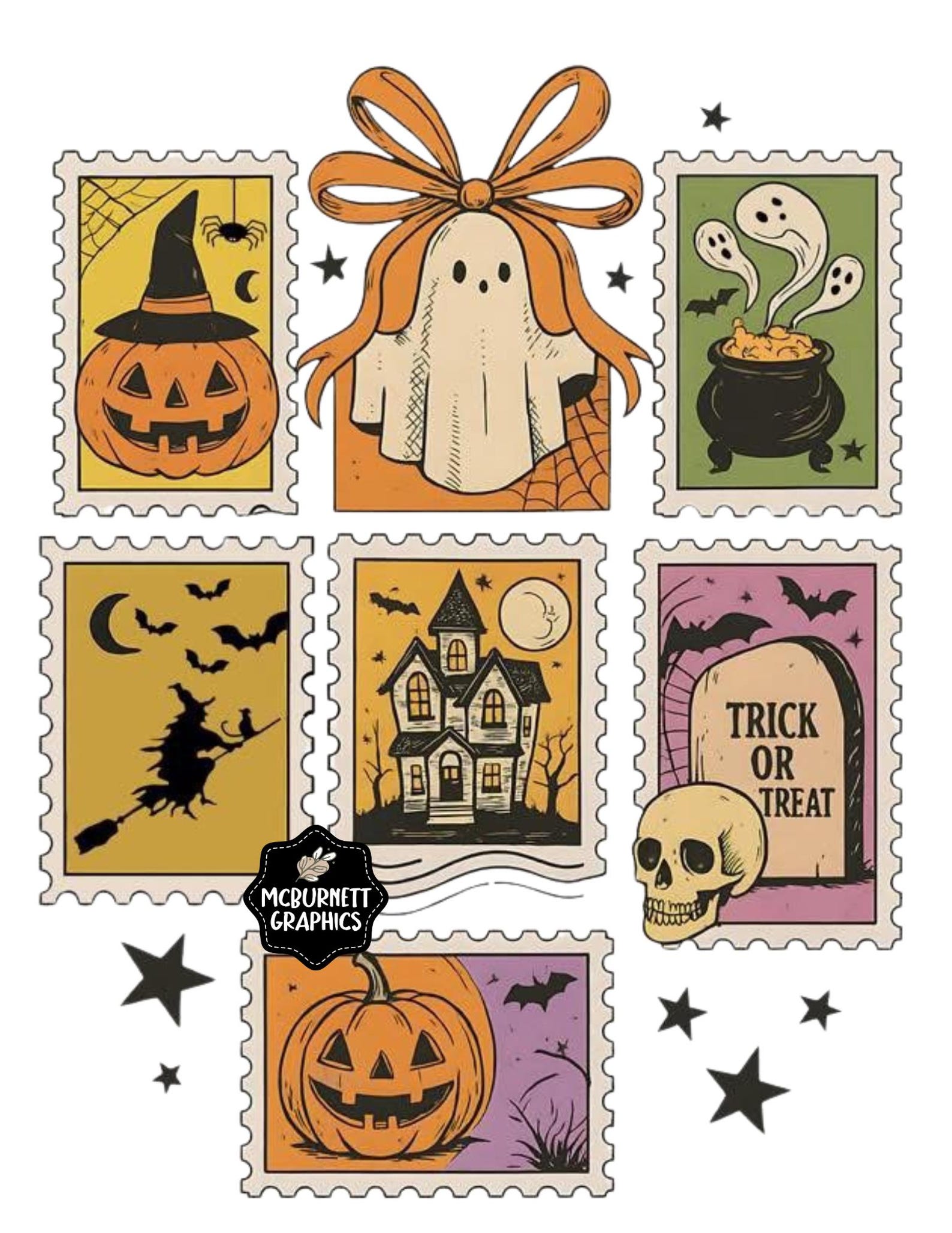 Halloween Stamp Digital Design – Festive Fall Clipart for DIY Crafts ...