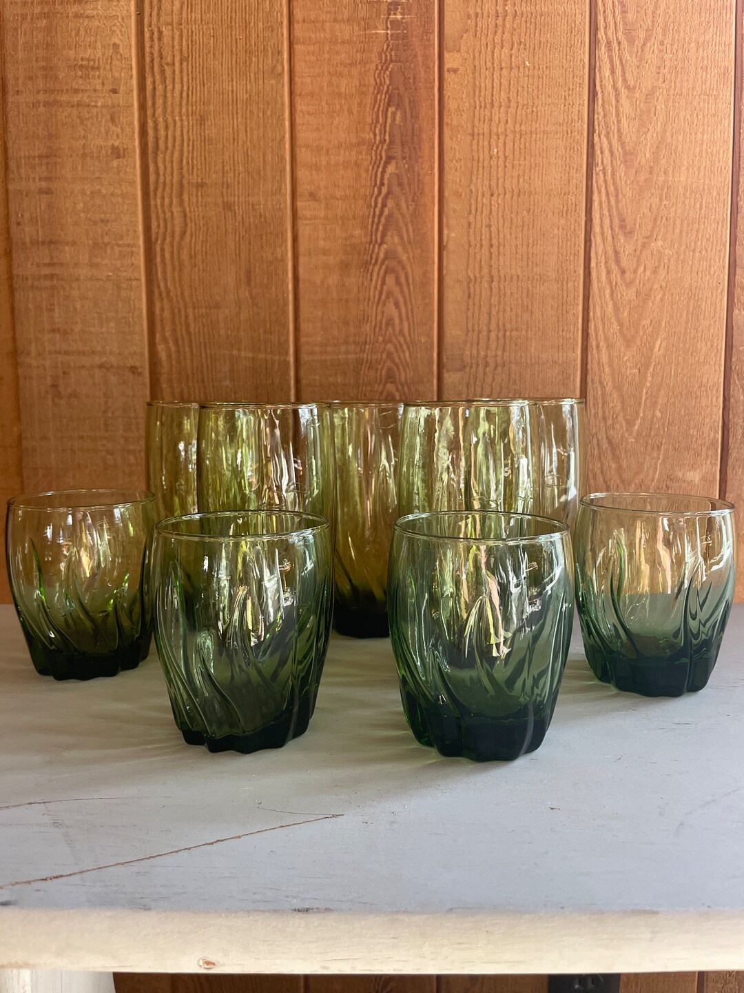 Vintage Libbey Avocado Swirl Glasses - Etsy