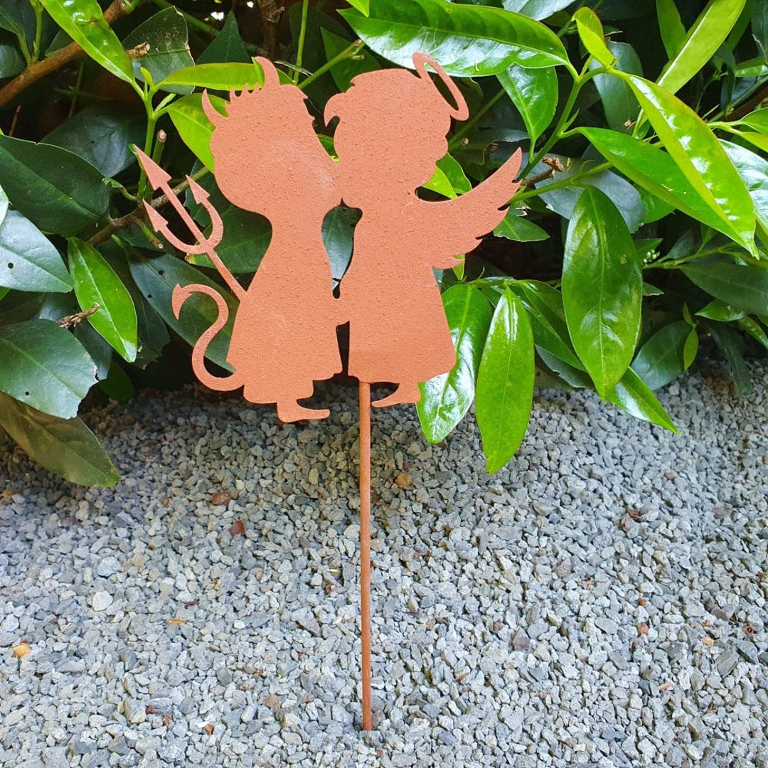 Garden Stake Devil and Angel 35 Cm - Etsy