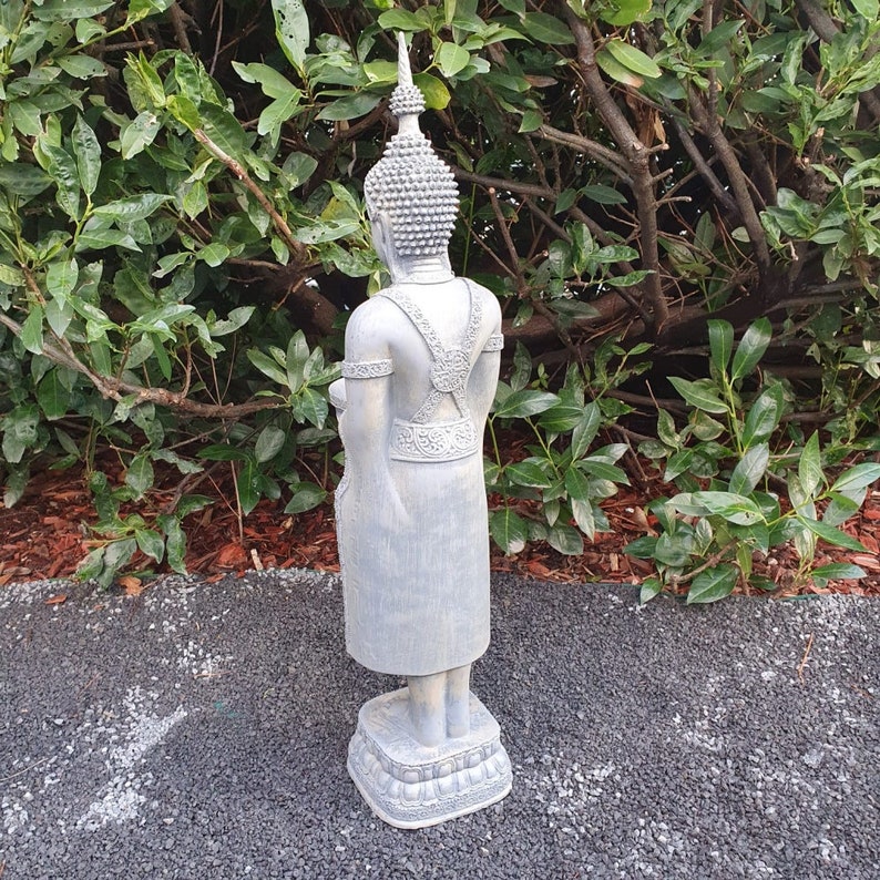 Garden Figure Temple Guardian Buddha Figure With Bowl 76 Cm Grey - Etsy