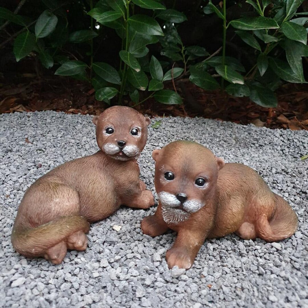 Garden Figurine Otter Figure in a Set of 2 12 Cm, Figure for Outdoors ...
