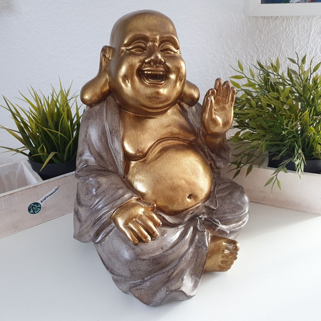 Large Sitting Buddha Figure With Big Belly Gold 30 Cm, Modern Buddha ...