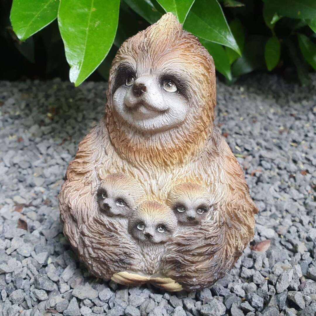 Garden Figure Sitting Sloth Figure With Three Children 10 Cm - Etsy