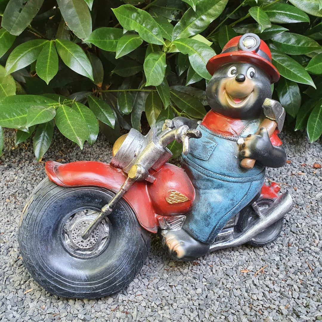 Garden Figure Mole Figure on Motorcycle 26 Cm - Etsy