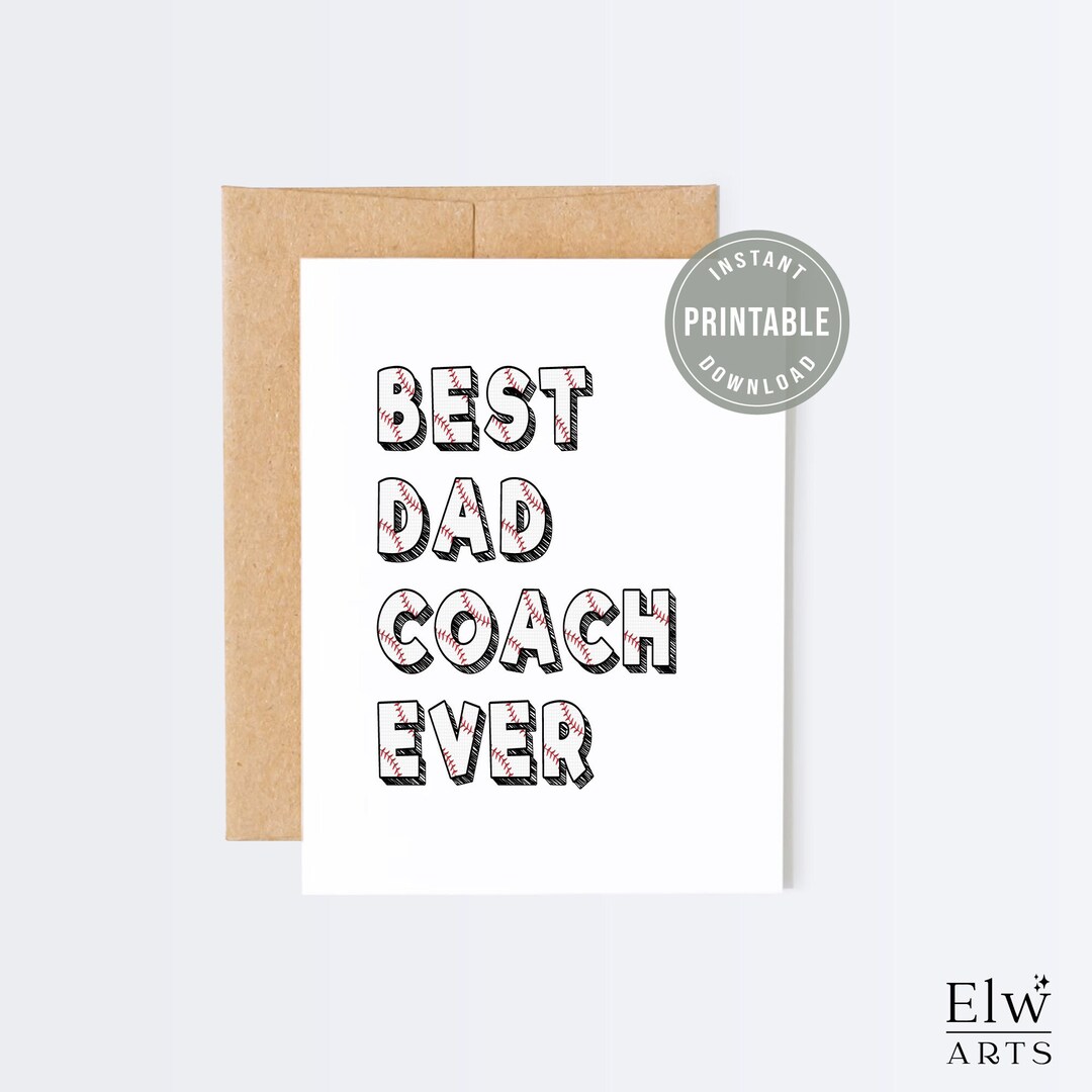 Printable Fathers Day Card Baseball Dad Coach Appreciation Printable ...