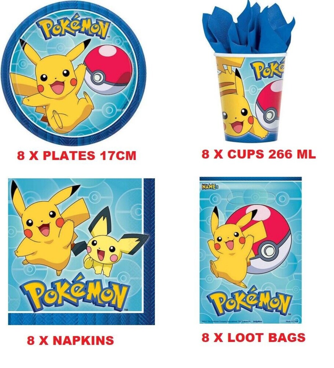 Pokemon Core Theme Table Kids Birthday Decoration Party Pack Supplies ...
