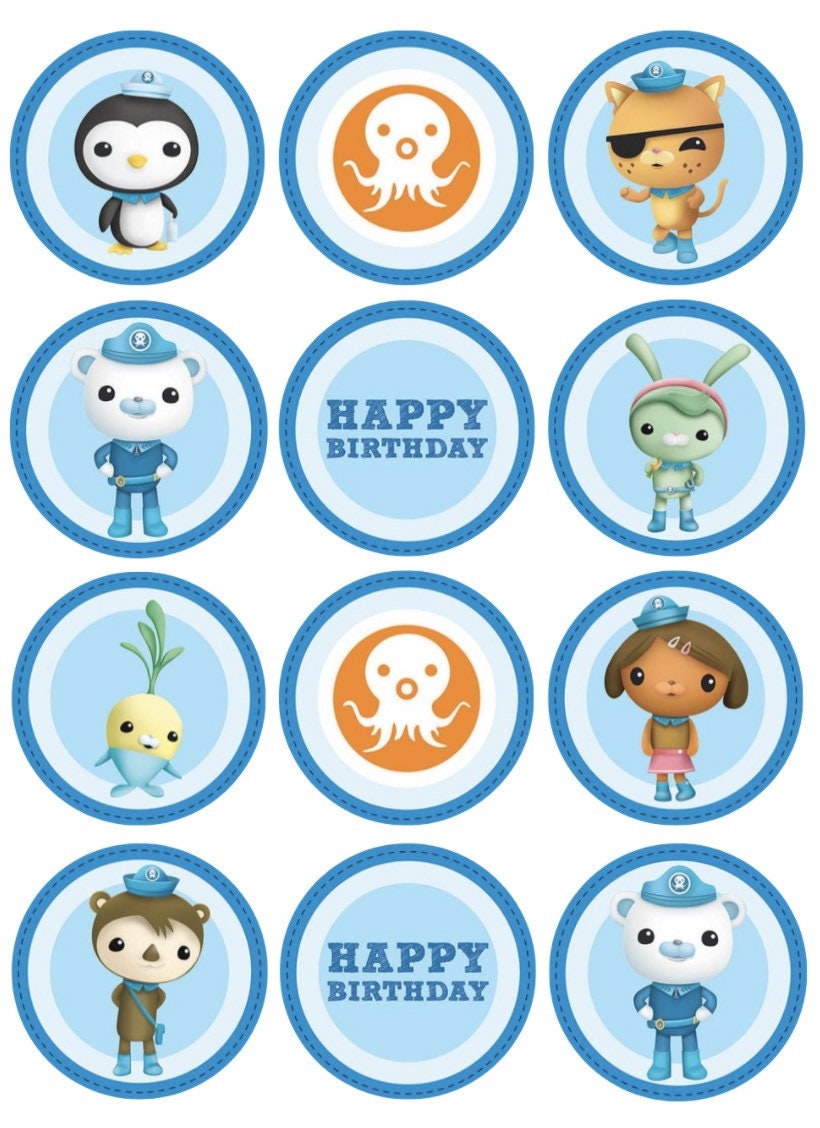 12 X Octonauts Edible Cupcake Topper 4cm Wafer Paper Birthday - Etsy ...