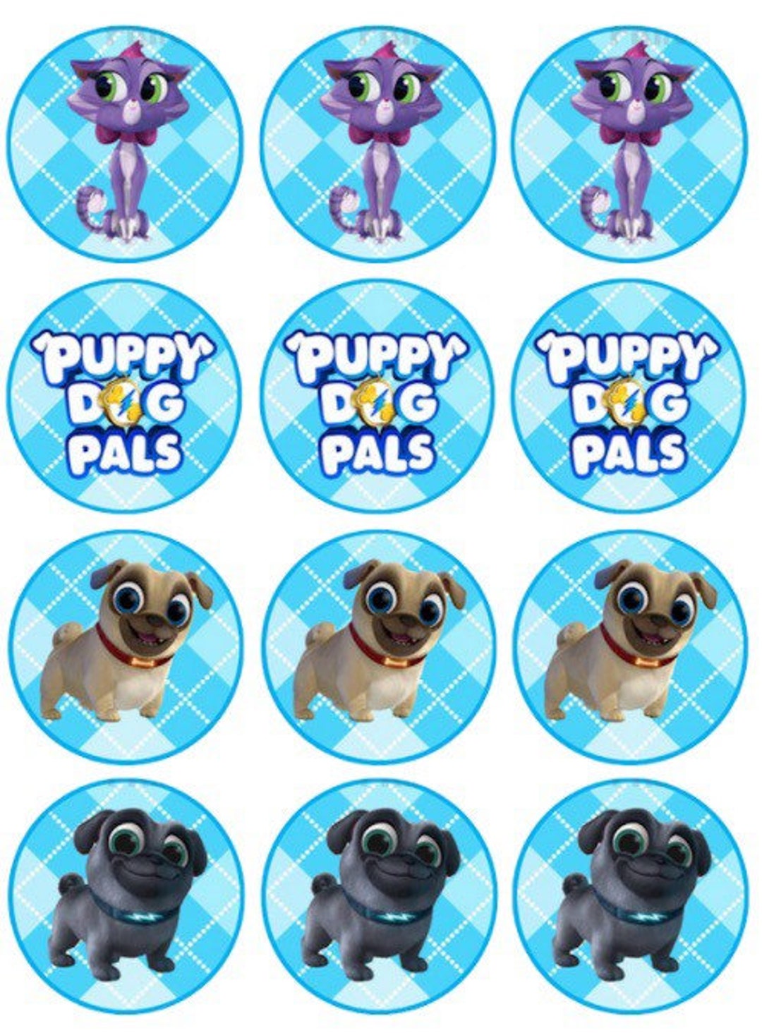Puppy Dog Pals Edible Cupcake Topper 4cm Wafer Paper Birthday ...