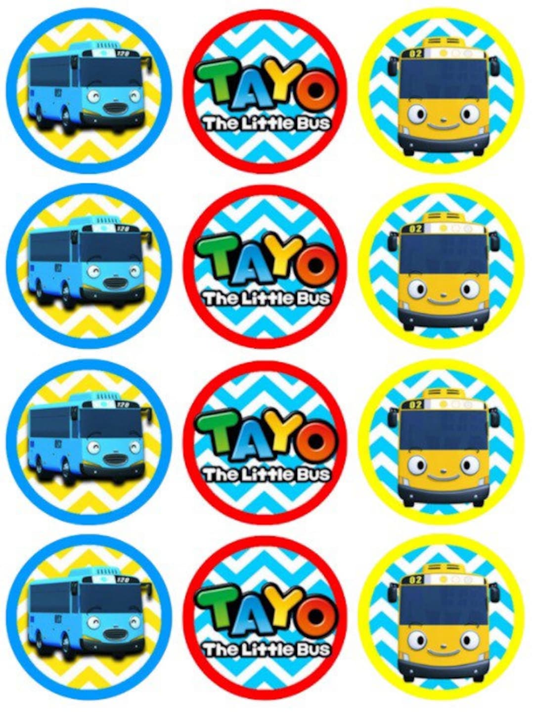 Tayo the Little Bus Edible Cupcake Topper 4cm Wafer Paper Birthday ...