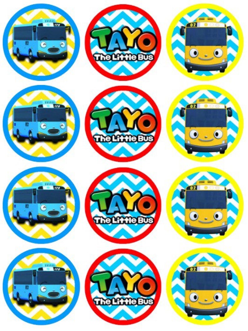 Tayo The Little Bus Edible Cupcake Topper 4cm Wafer Paper Birthday ...