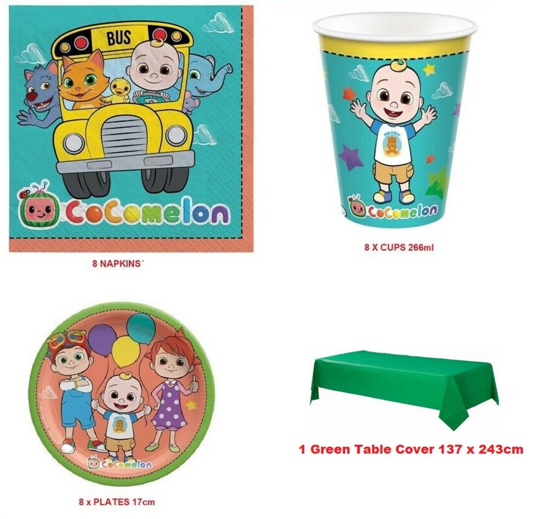 Cocomelon Theme Kids Table Birthday Decoration Party Pack Supplies ...