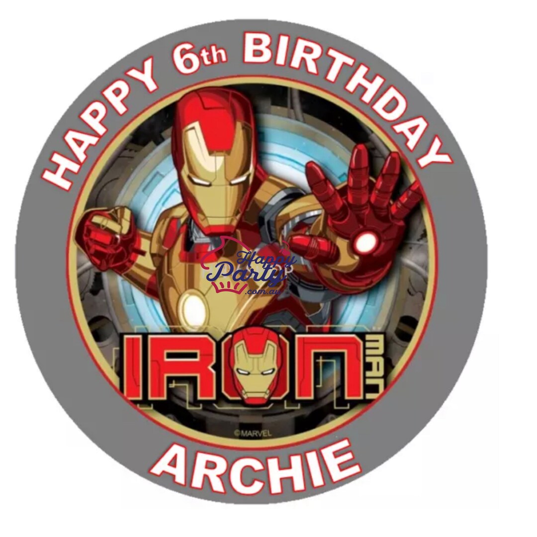 Iron Man Personalized Edible Cake Topper 16.5cm Images Cake Decoration ...