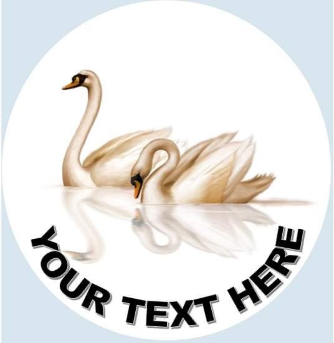 Swans Personalized Edible Cake Topper 16.5 Round Image Cake Decoration ...