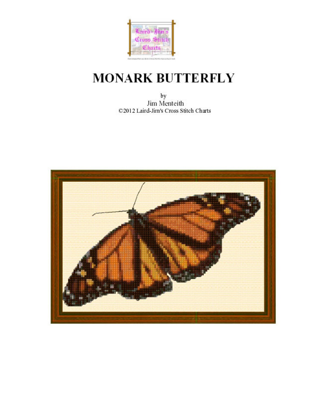 MONARK BUTTERFLY - Cross Stitch Chart - Etsy