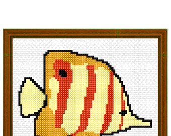 Bass Fishing Baited Fish COLORFUL FISHES - Chart Counted Cross Stitch ...