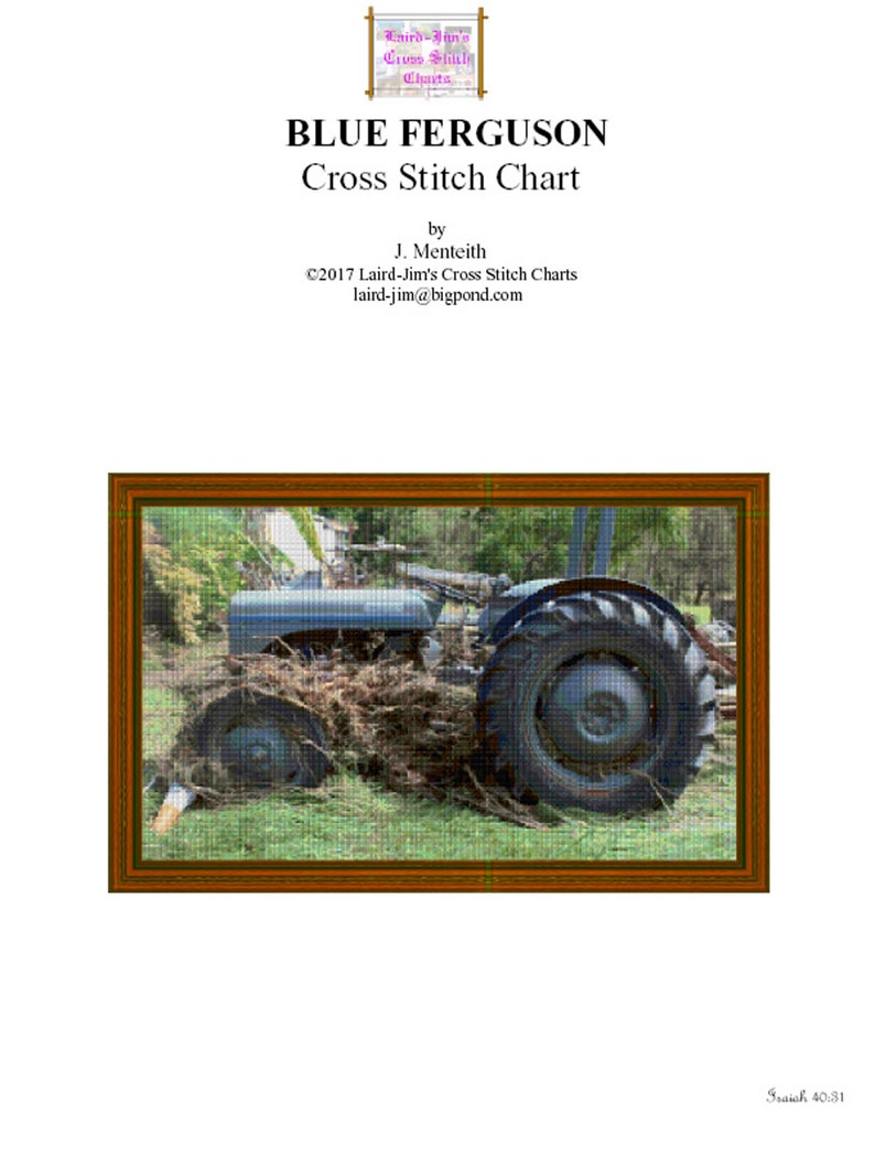 BLUE FERGUSON Cross Stitch Chart - Etsy