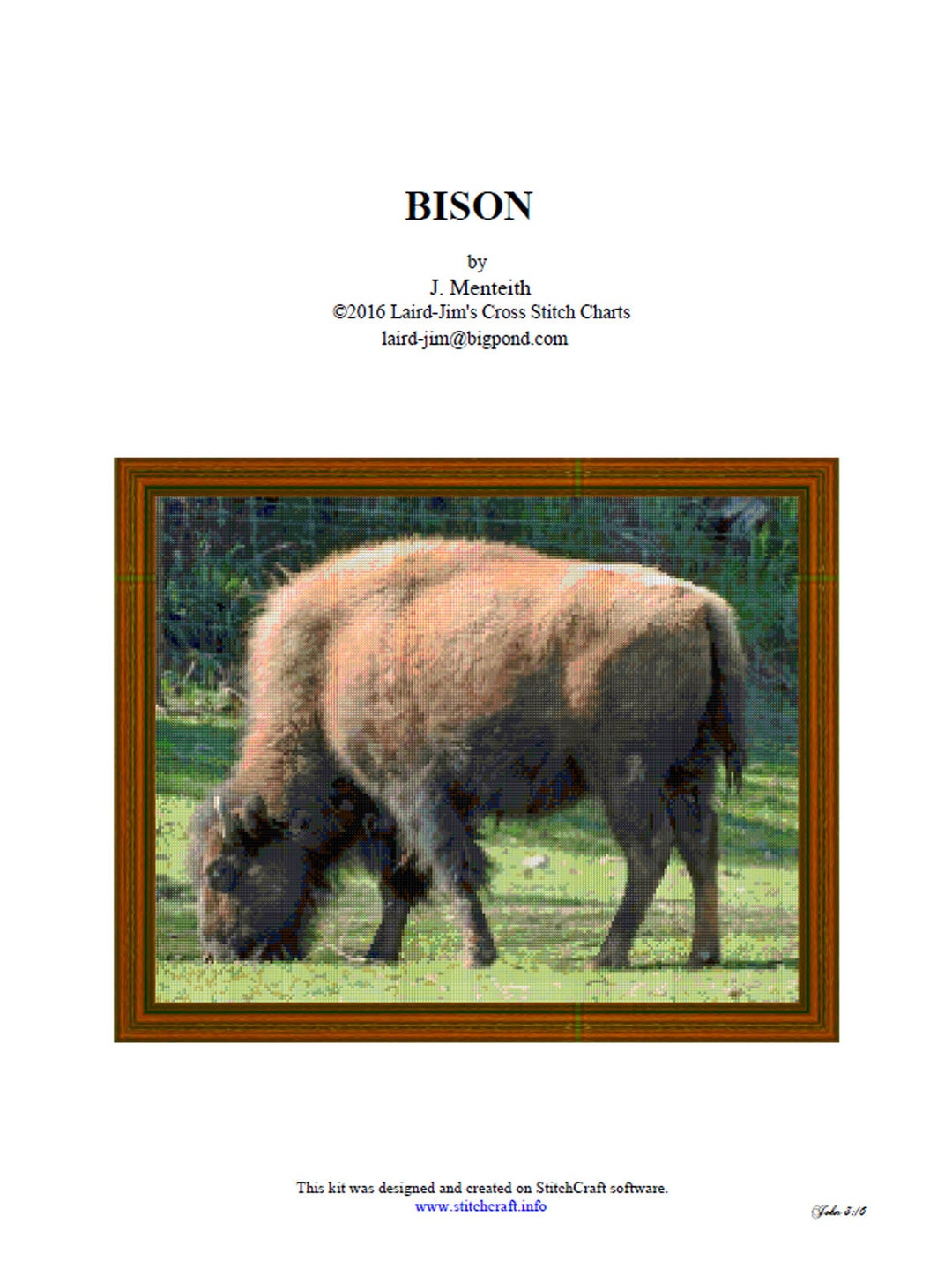 BISON- Cross Stitch Chart - Etsy