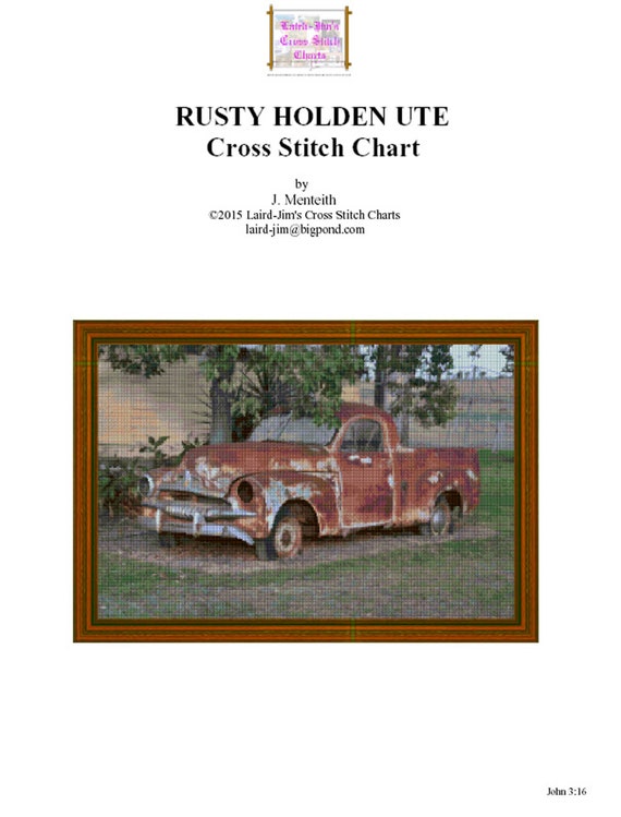 RUSTY HOLDEN UTE Cross Stitch Chart - Etsy