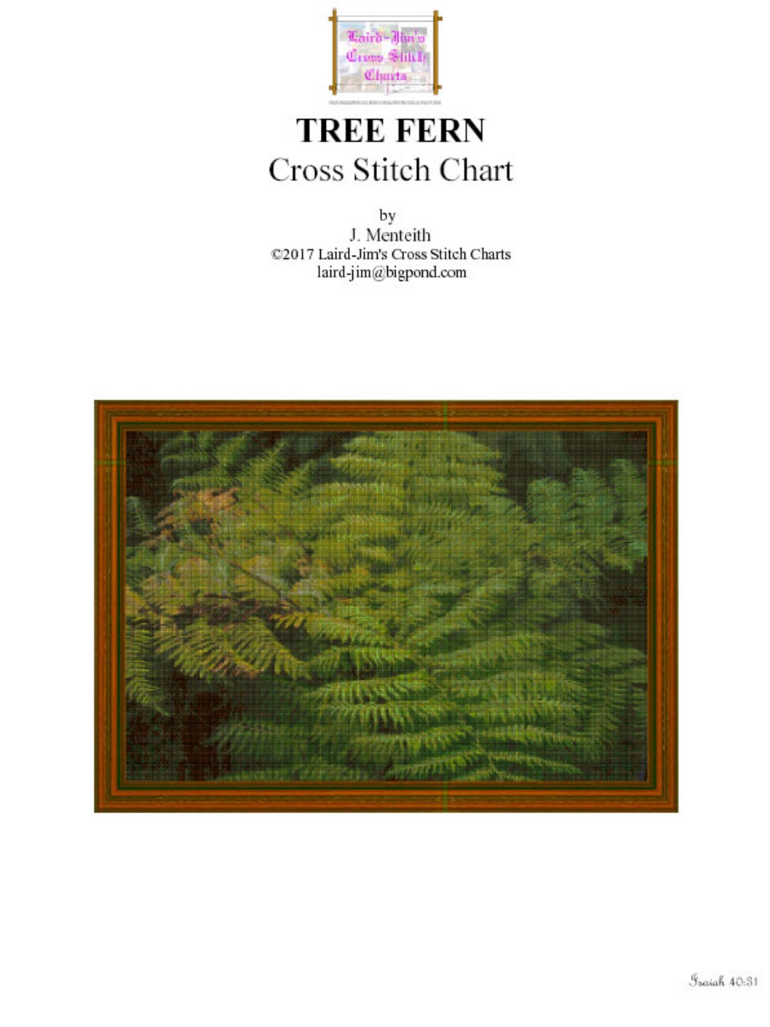 TREE FERN - Cross Stitch Chart - Etsy
