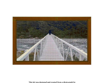 Woodland Bridge Cross Stitch Pattern PDF EASY Chart With One Color per ...