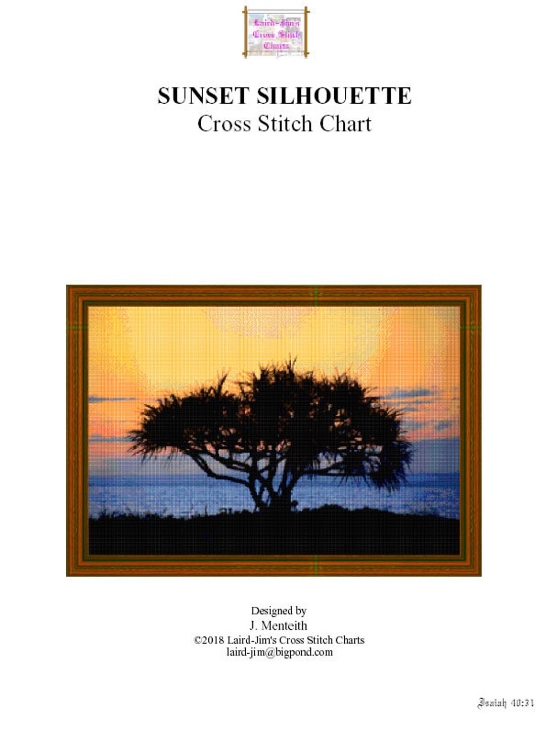 SUNSET SILHOUETTE - Cross Stitch Chart - Etsy