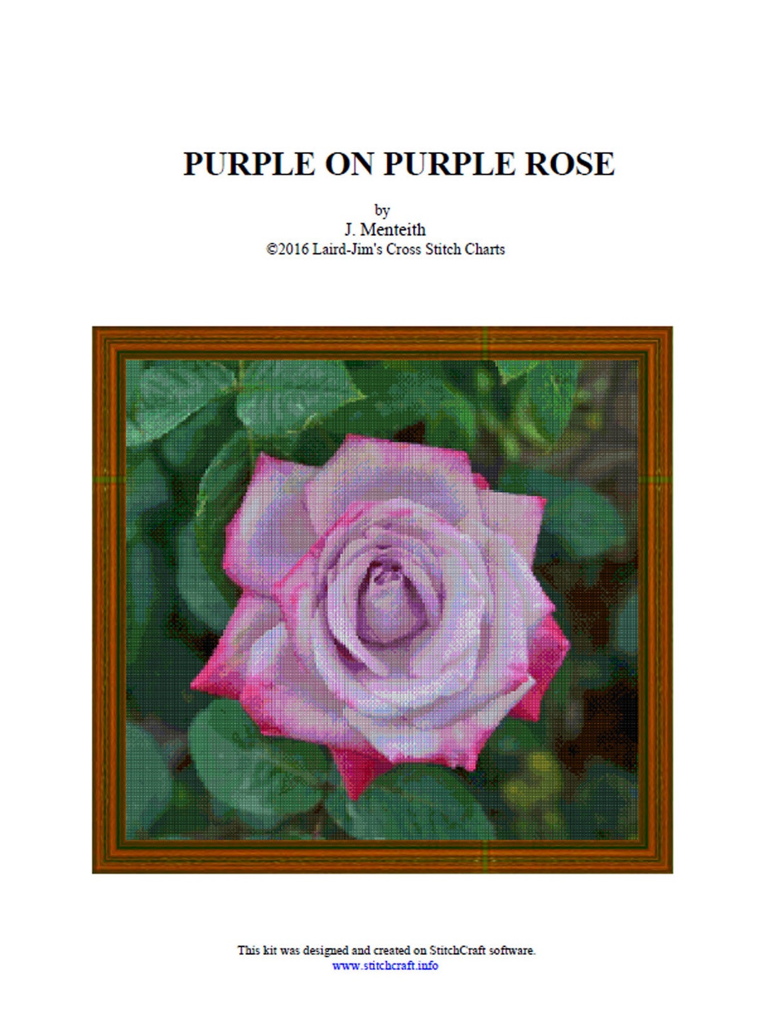 PURPLE on PURPLE ROSE - Cross Stitch Chart - Etsy