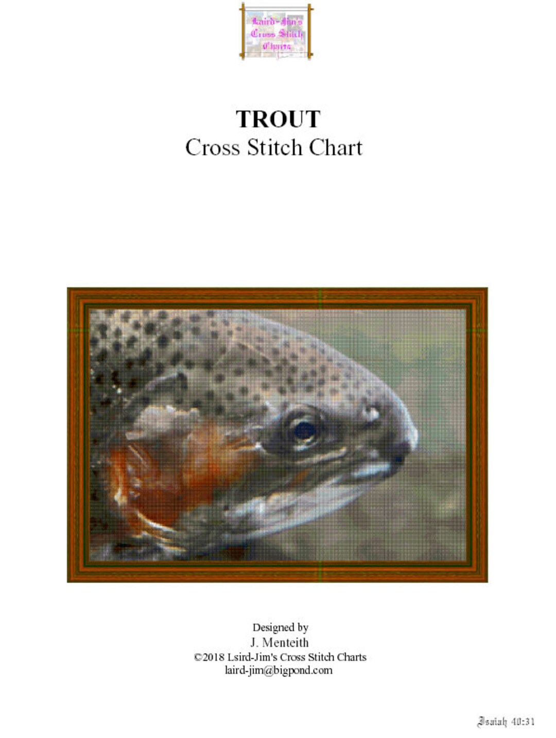 TROUT - Cross Stitch Chart - Etsy