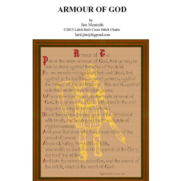 Cross Stitch Armor of God Pattern - Etsy