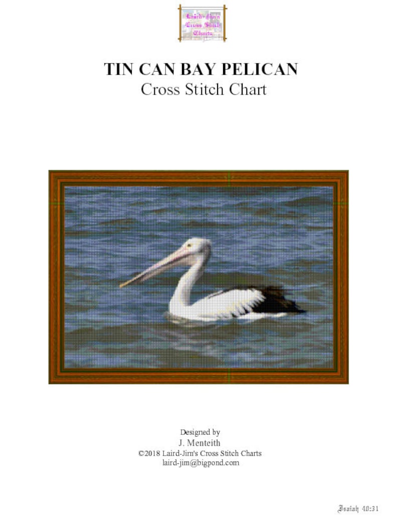 Tin Can Bay Pelican Cross Stitch Chart Etsy