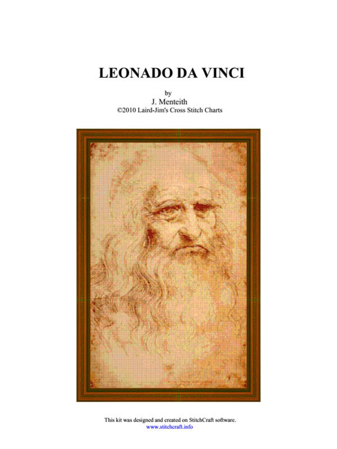 LEONARDO DA VINCI - Cross Stitch Chart - Etsy