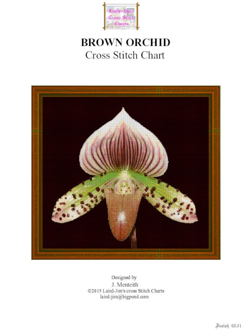 BROWN ORCHID - Cross Stitch Chart - Etsy