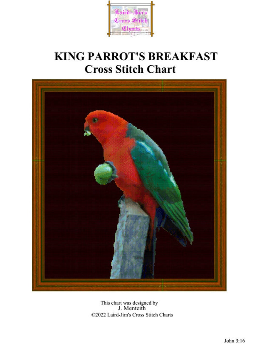 KING PARROTS BREAKFAST - Cross Stitch Chart - Etsy