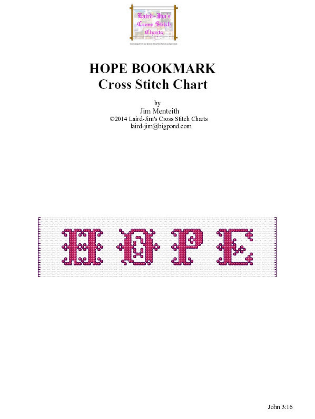 BOOKMARK - HOPE - Cross Stitch Chart - Etsy