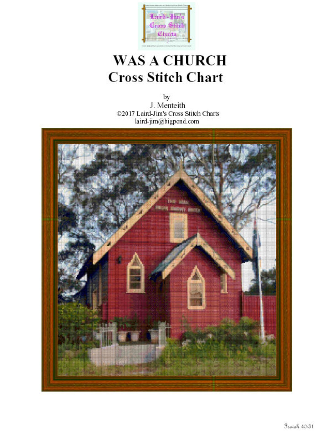 WAS A CHURCH - Cross Stitch Chart - Etsy