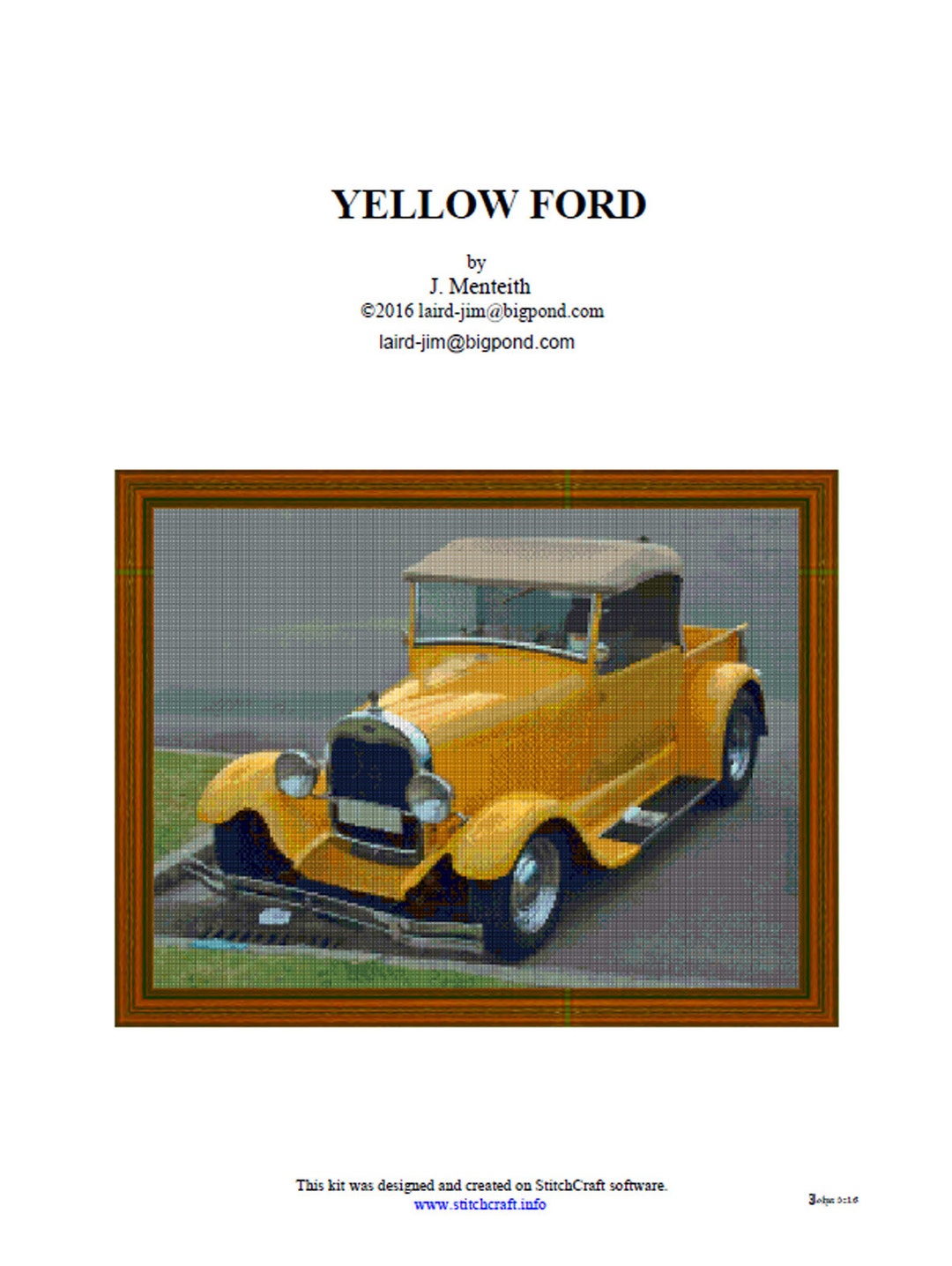 YELLOW FORD - Cross Stitch Chart - Etsy